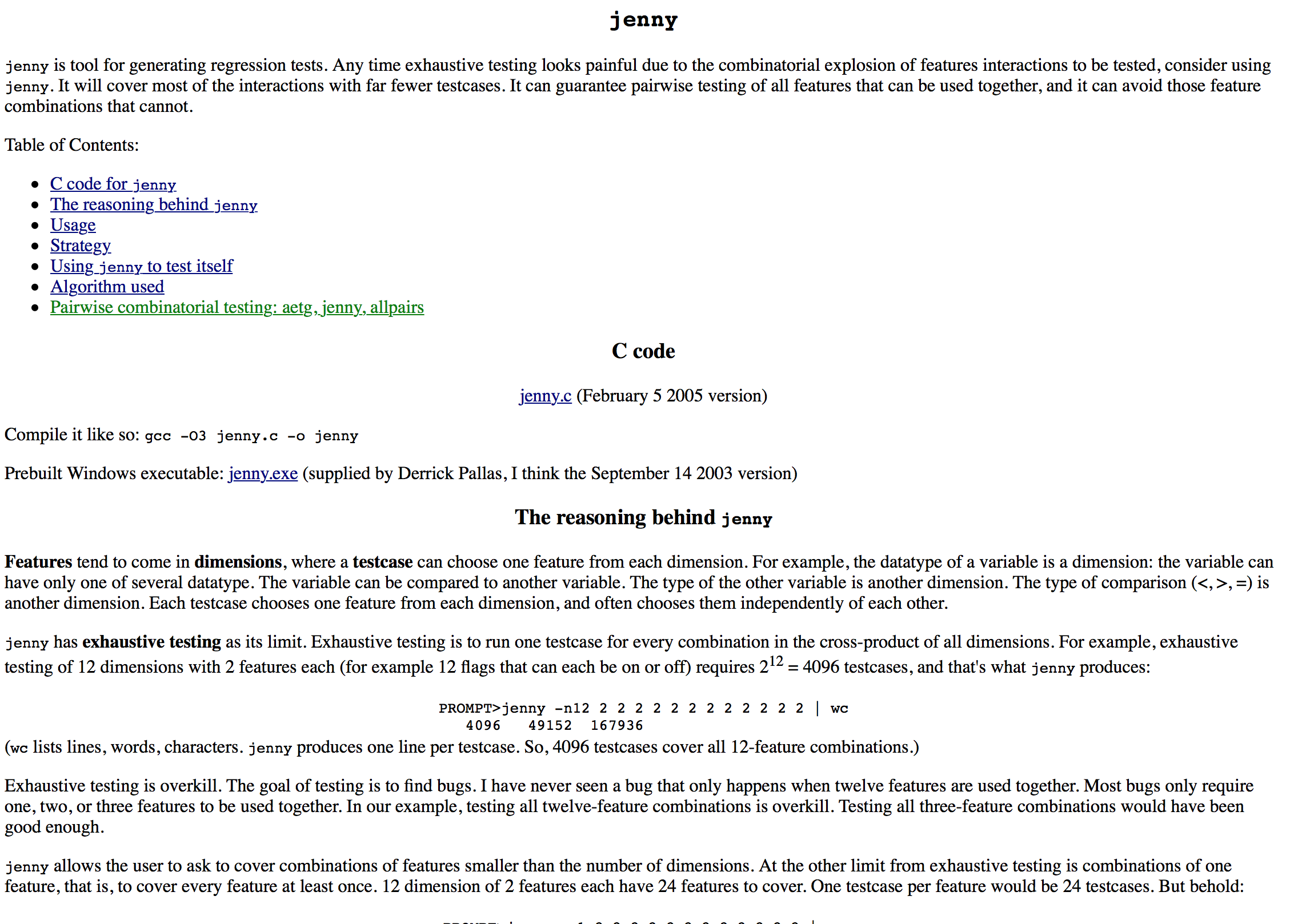 jenny - Software Testing Tools Guide